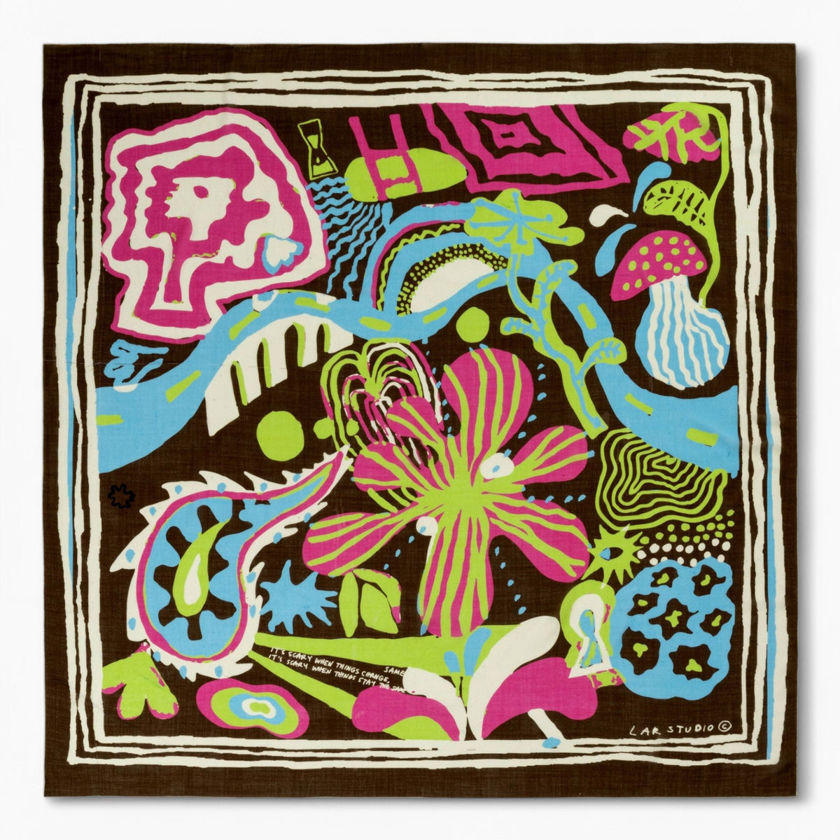 Lar Studio Changing Flora Brown Wool Scarf 140x140 Fular - vitruta